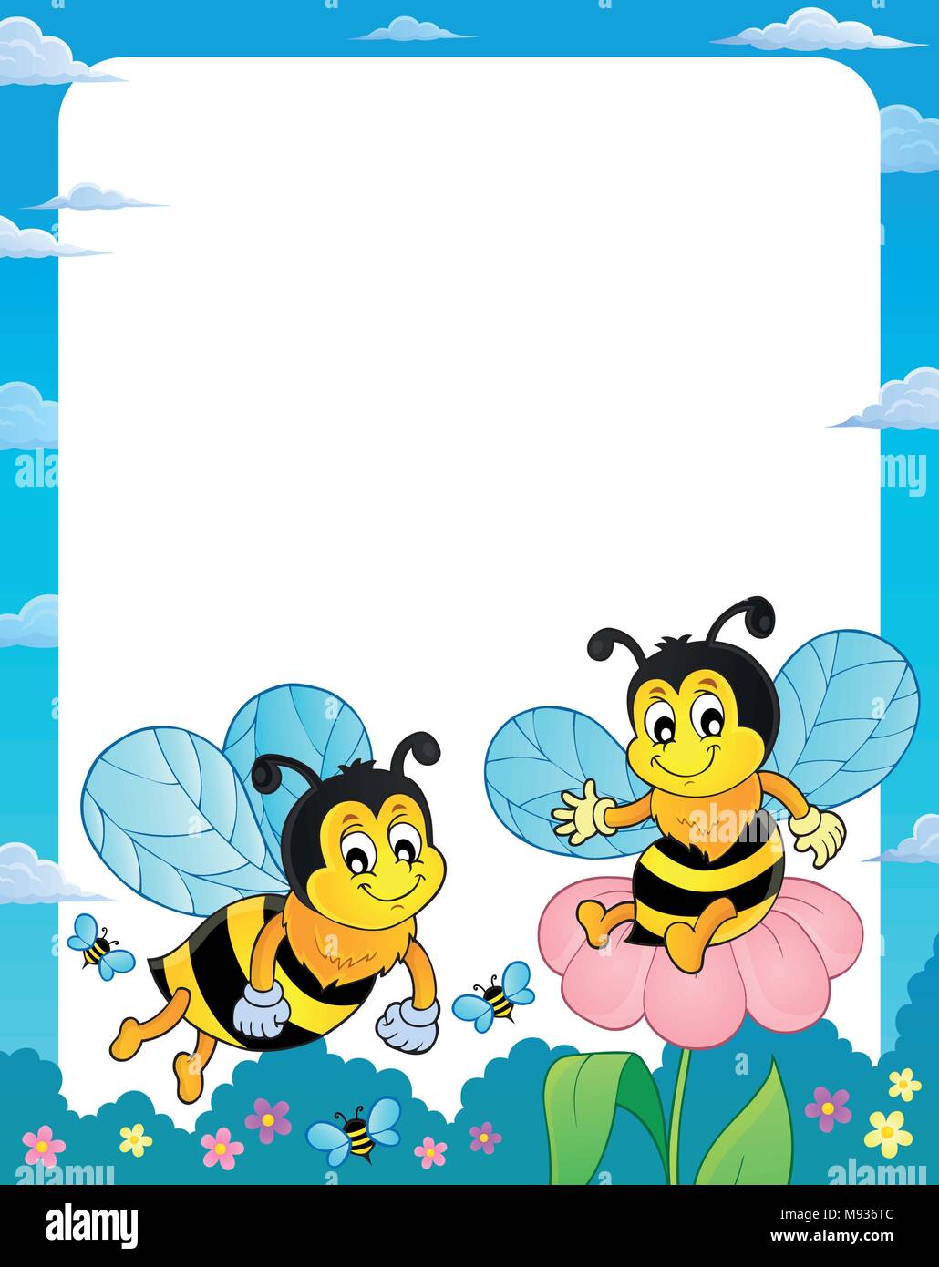 Happy spring bees theme frame 1 - eps10 vector illustration Stock ...