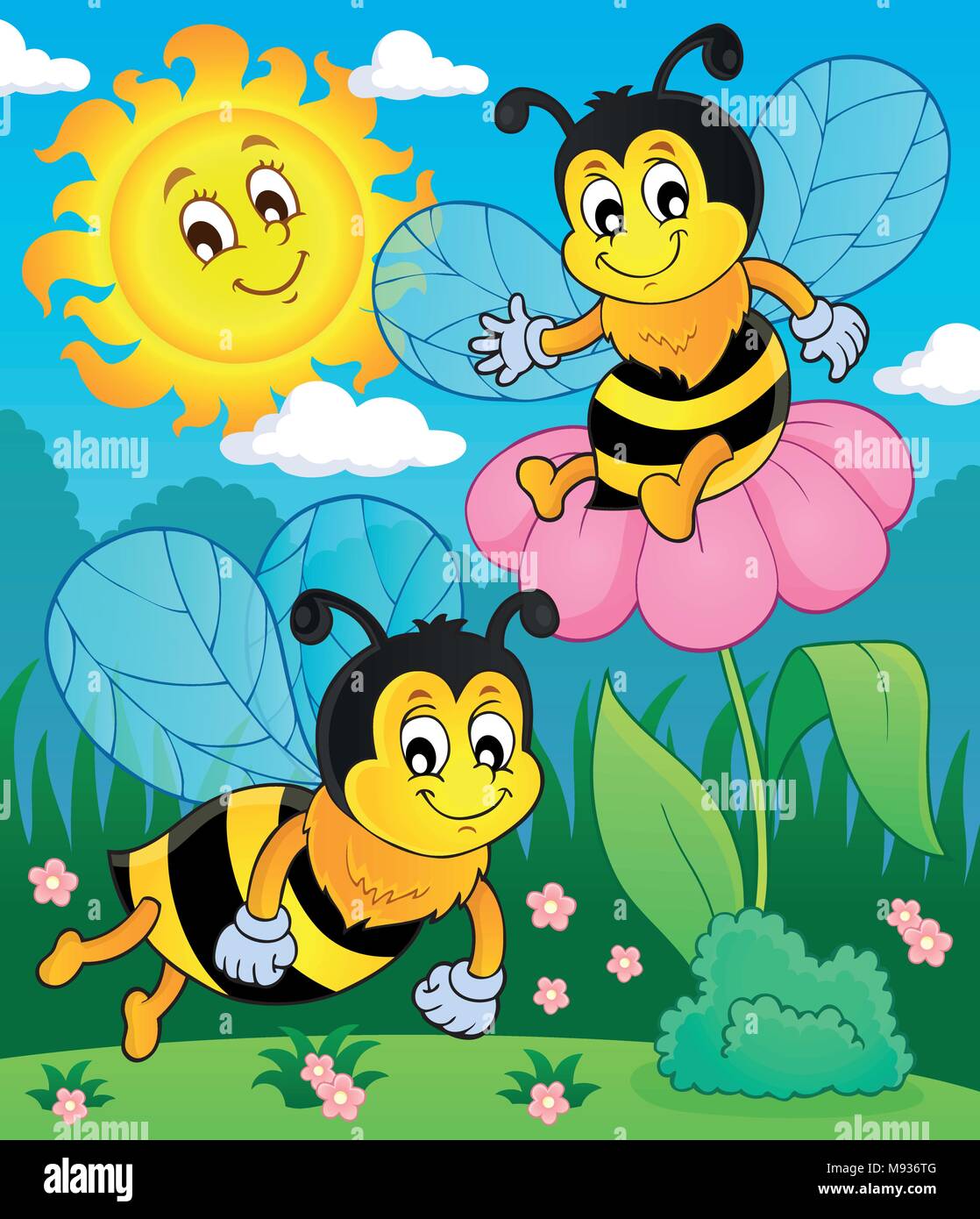 Happy spring bees theme image 2 - eps10 vector illustration Stock ...