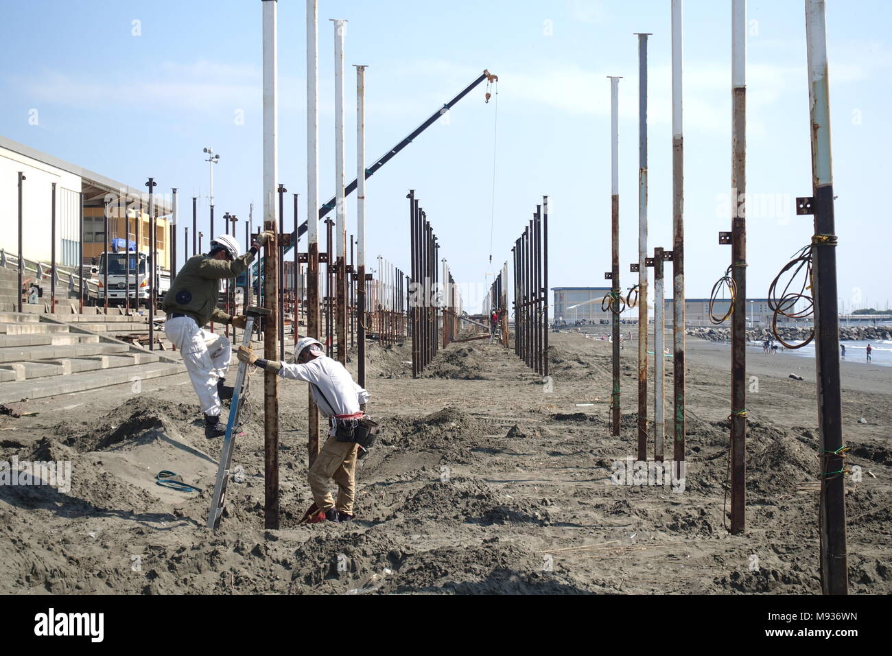 Construction site on a beach Stock Photo - Alamy