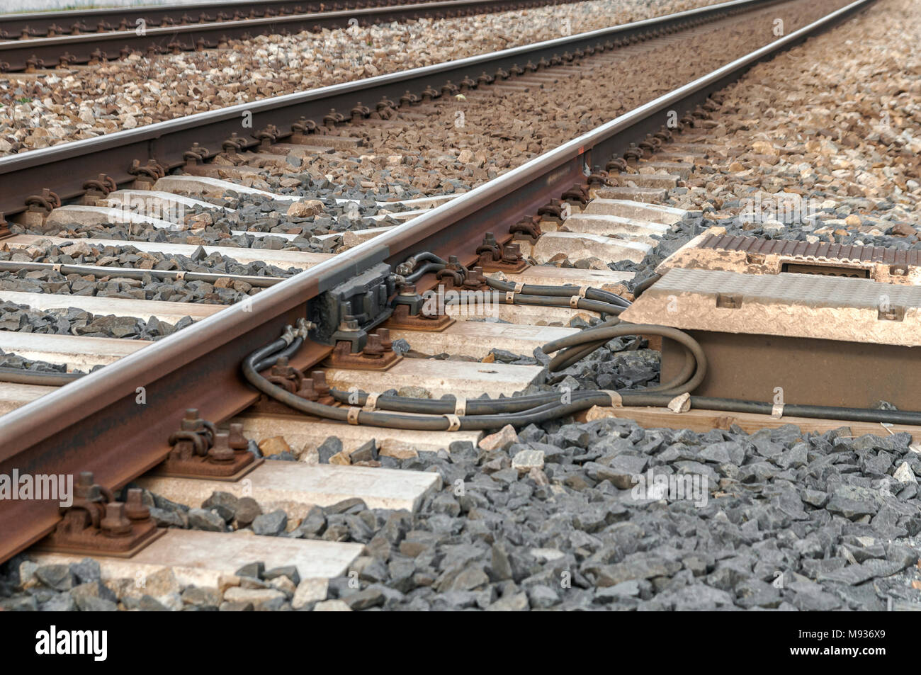 close up of a train track Stock Photo - Alamy