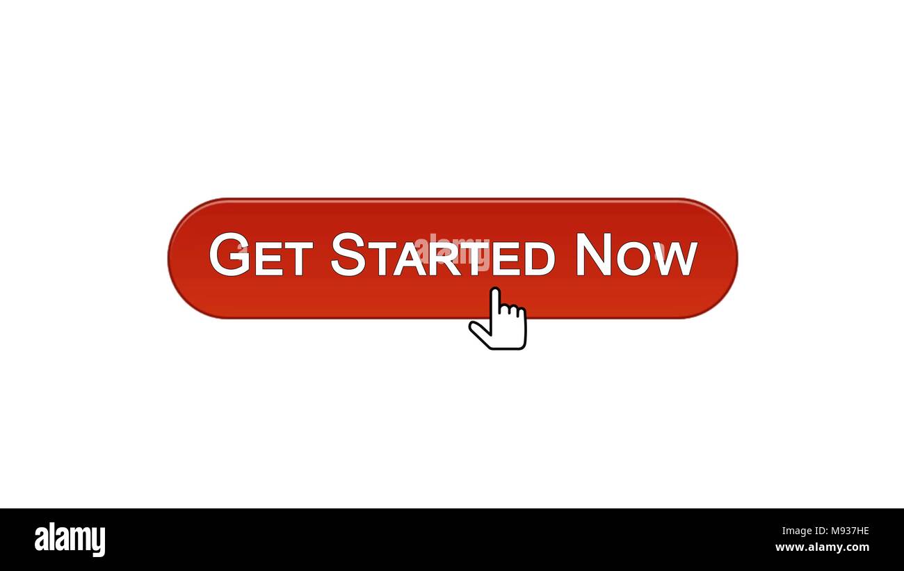 Get started now web interface button clicked with mouse cursor, wine ...