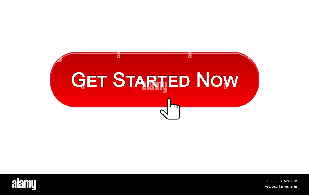 Get started now web interface button clicked with mouse cursor, red color, stock footage Stock ...
