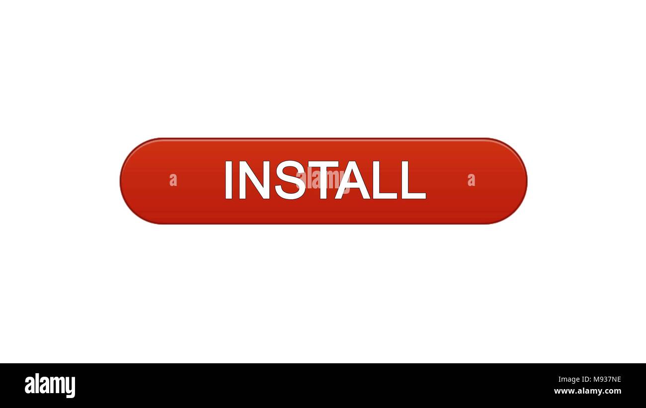 Install web interface button wine red, application downloading, site design, stock footage Stock ...