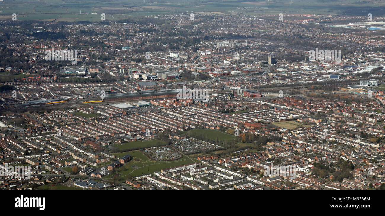 aerial view of Darlington town centre, County Durham, UK Stock Photo ...