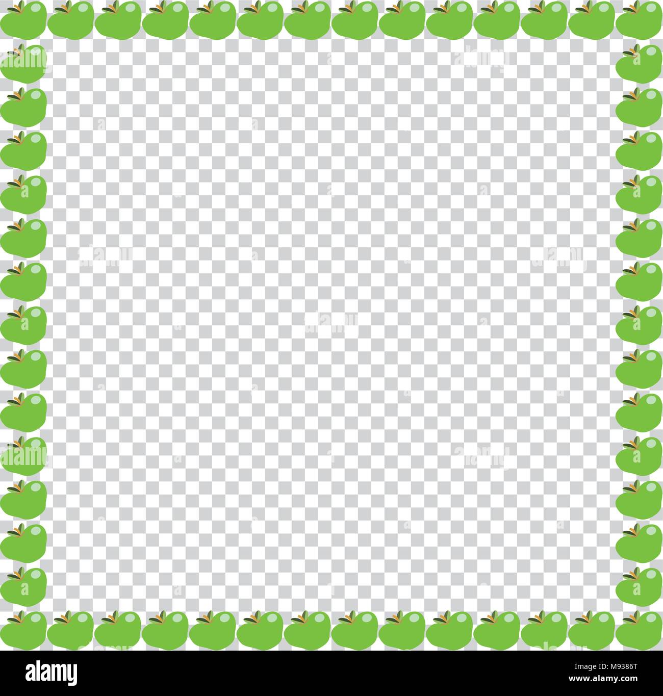 Green apples square photo frame or border isolated on transparent ...