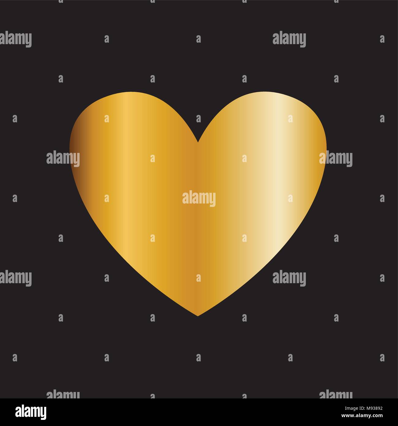 Vector golden heart icon, clip art isolated on black background. Gold ...
