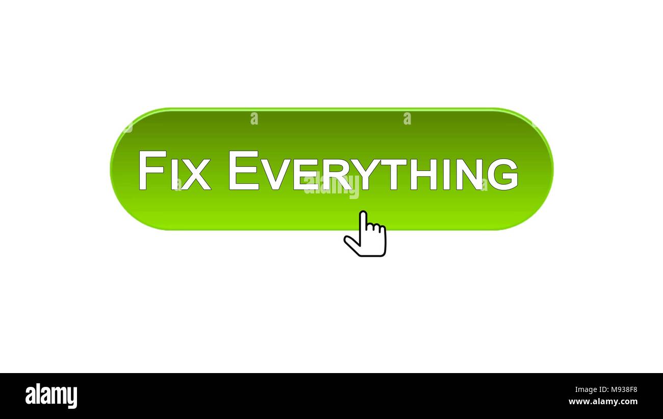 Fix everything web interface button clicked with mouse cursor, green color, stock footage Stock ...