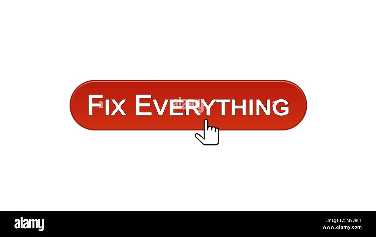 Fix everything web interface button clicked with mouse cursor, wine red color, stock footage ...