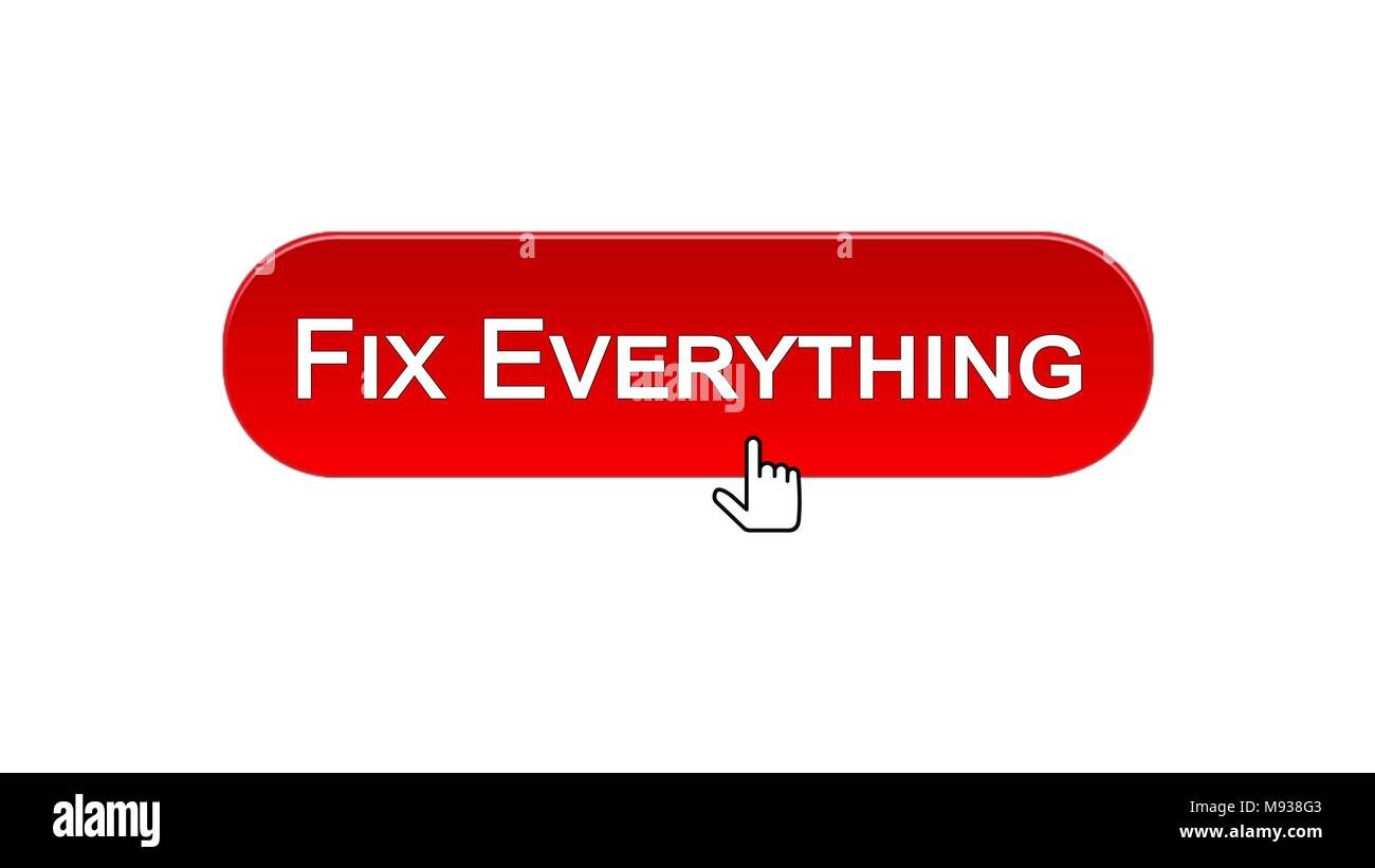 Fix everything web interface button clicked with mouse cursor, red color, stock footage Stock ...