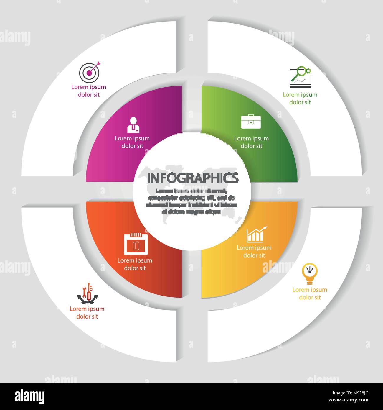 Circular infographics of 4 steps, segments for annual reports, charts ...