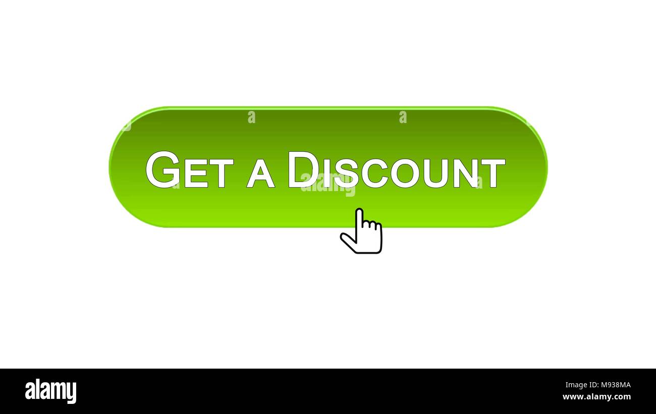 Get a discount web interface button clicked with mouse cursor, green ...