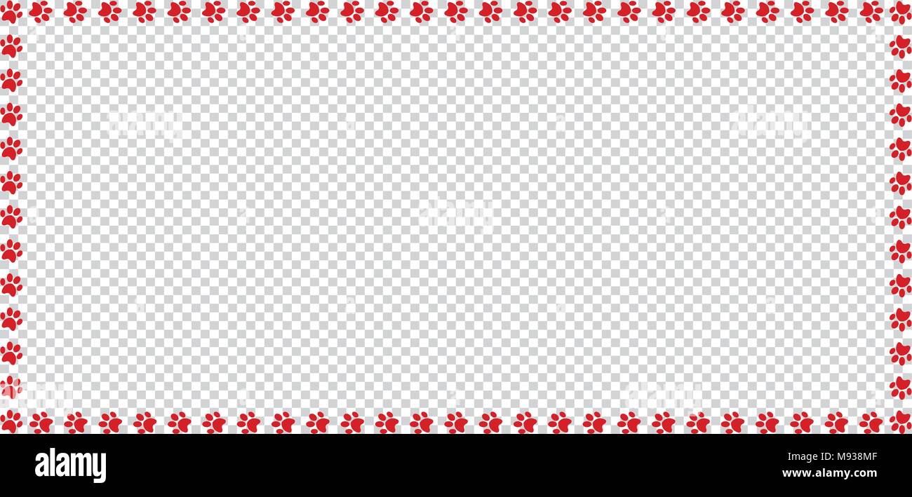 Rectangle frame made of red animal paw prints on transparent background ... Rectangle frame made of red animal paw prints on transparent background ...