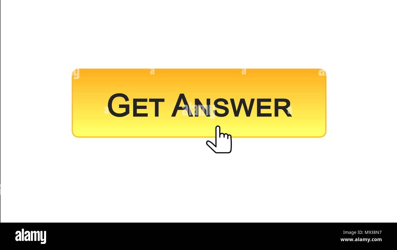 Get answer web interface button clicked with mouse cursor, orange color ...