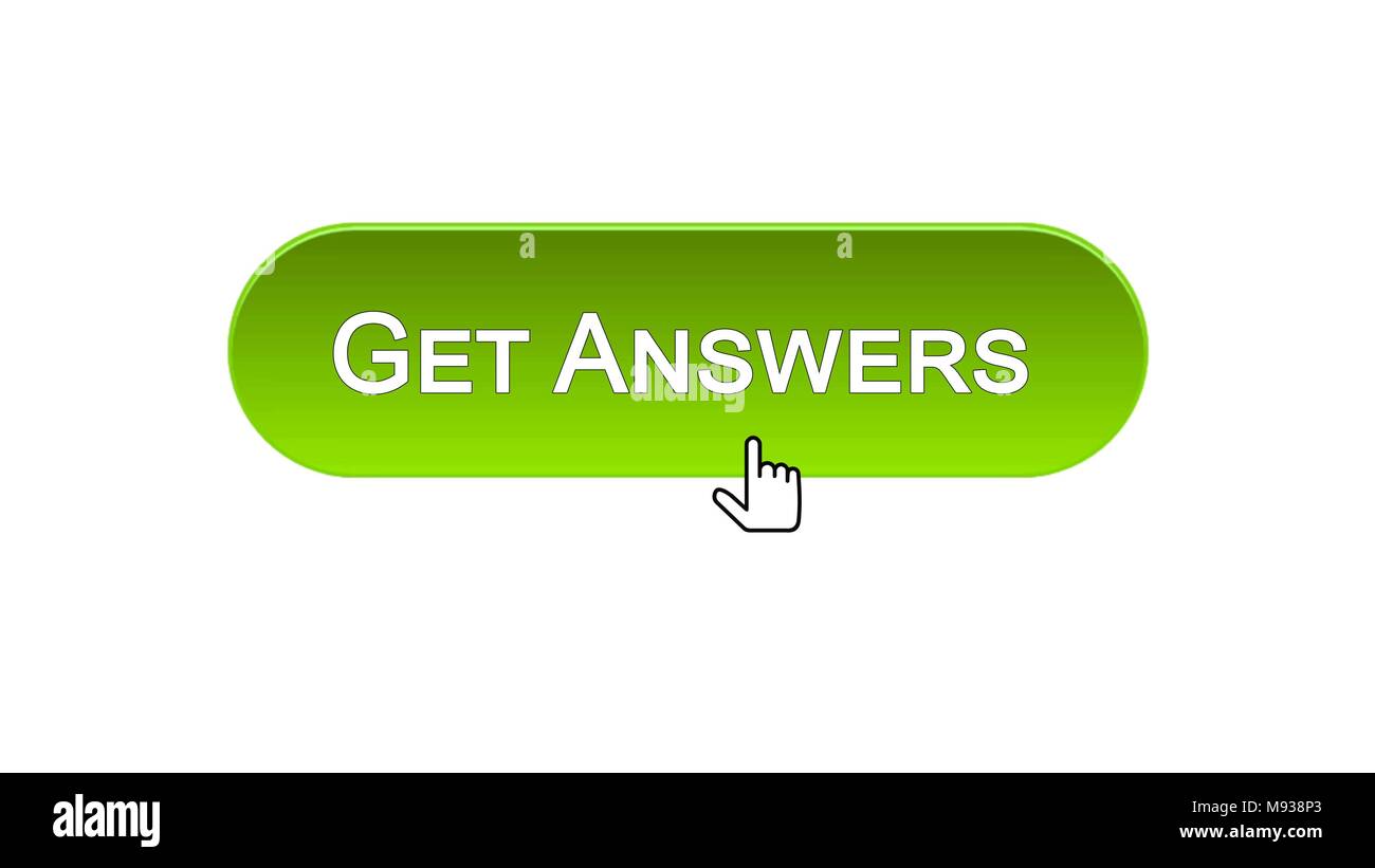 Get answers web interface button clicked with mouse cursor, green color, design, stock footage ...