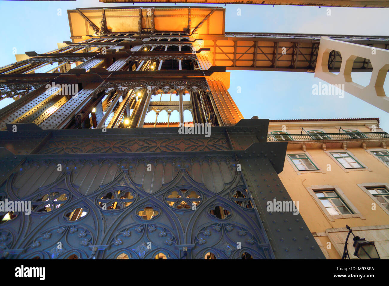 Lisbon, Santa Justa Elevator at sunset Stock Photo - Alamy