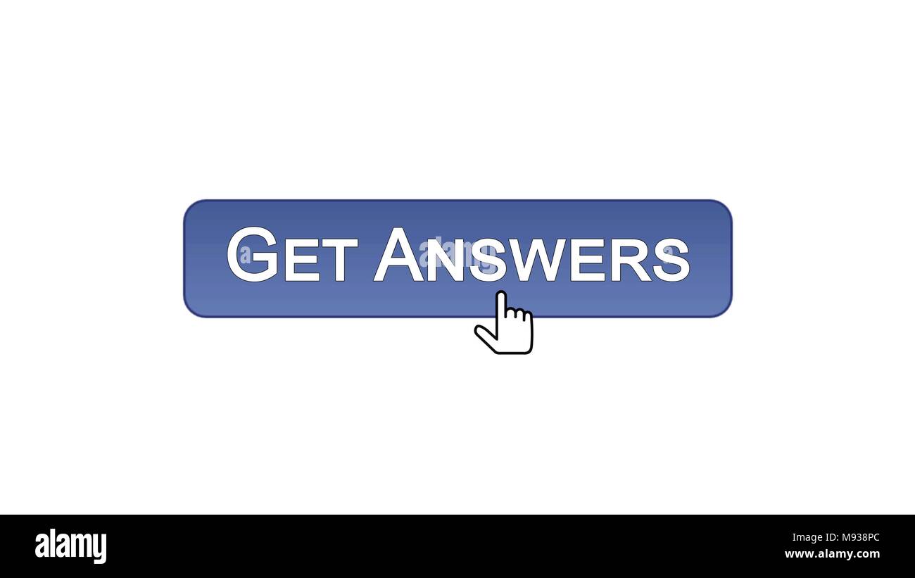 Get answers web interface button clicked with mouse cursor, violet color, design, stock footage ...