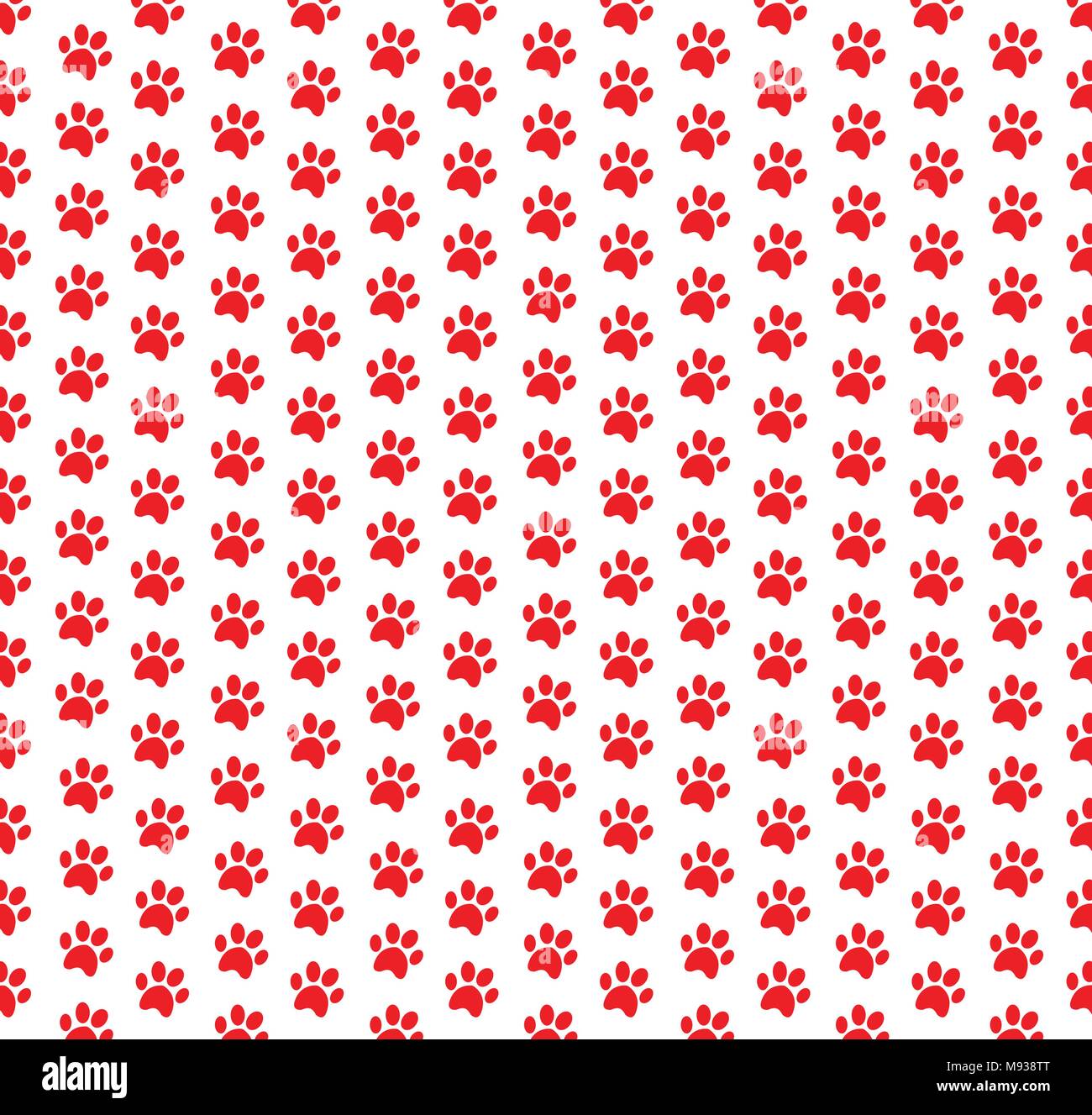 Square seamless pattern of red animal paw prints on white background ...