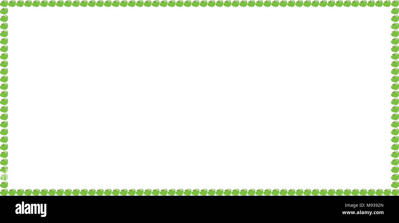 Green apple rectangle frame border isolated on white background. Vector ...