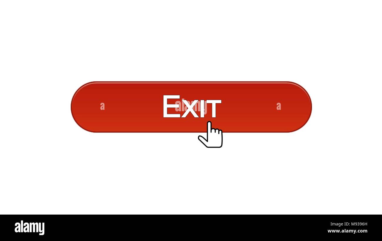 Exit web interface button clicked with mouse cursor, win red color, log-out, stock footage Stock ...