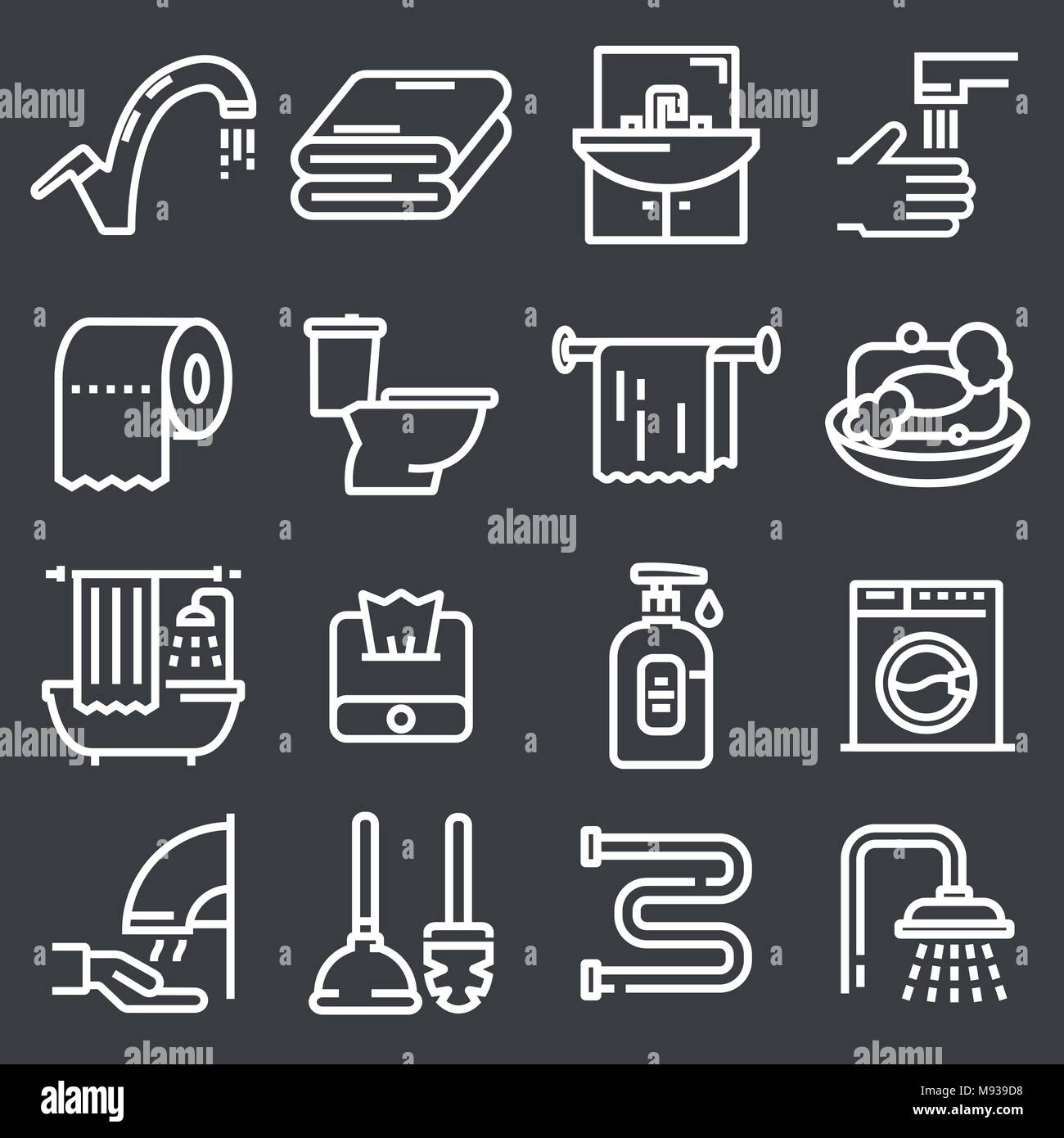 Vector toilet and bathroom icons set Stock Vector Image & Art - Alamy