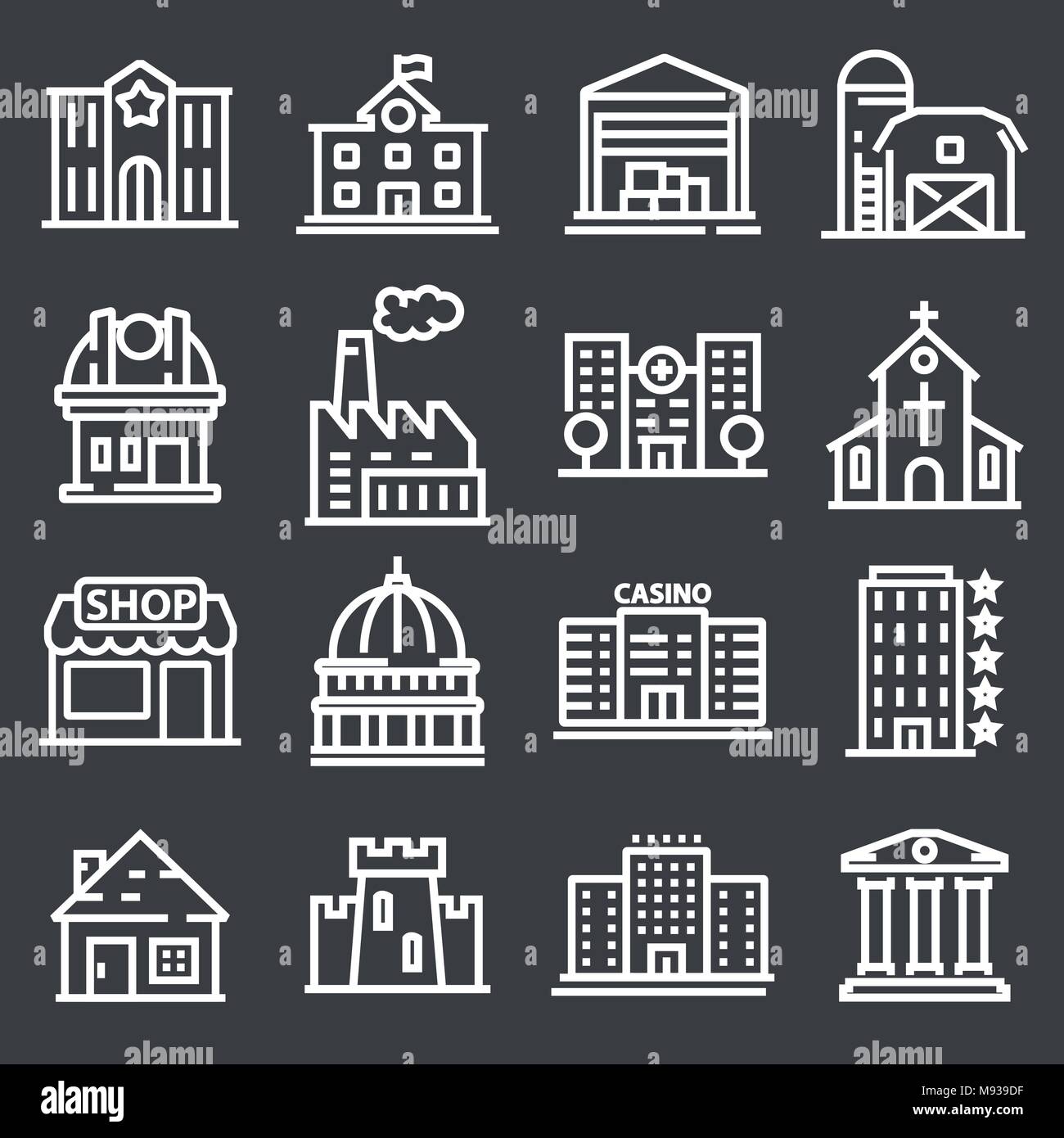 Vector white illustration of Building icons Stock Vector Image & Art ...