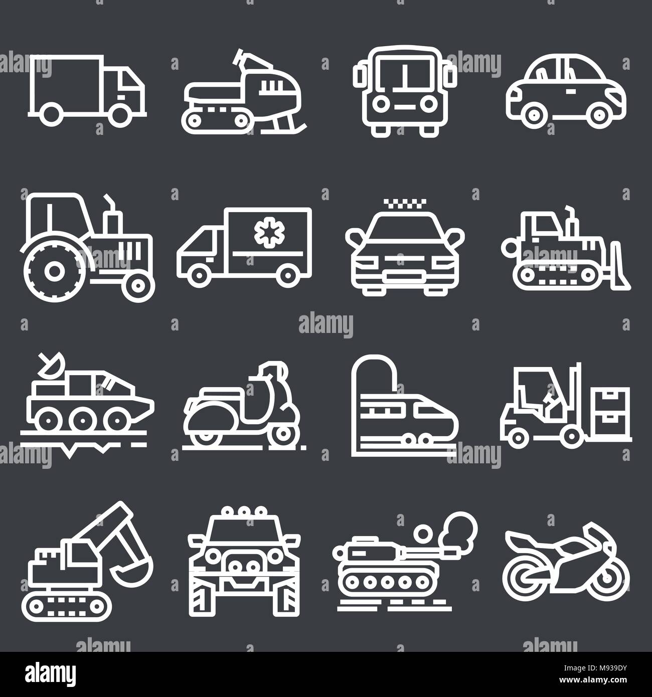 Vector white vehicles icons set Stock Vector Image & Art - Alamy
