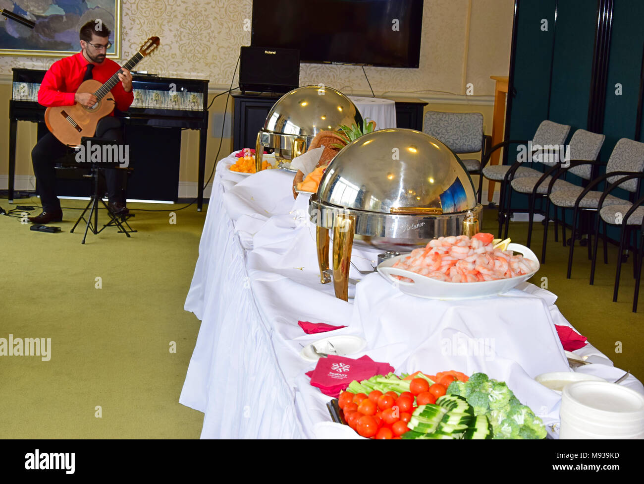 Banquet table setup for celebration Stock Photo - Alamy