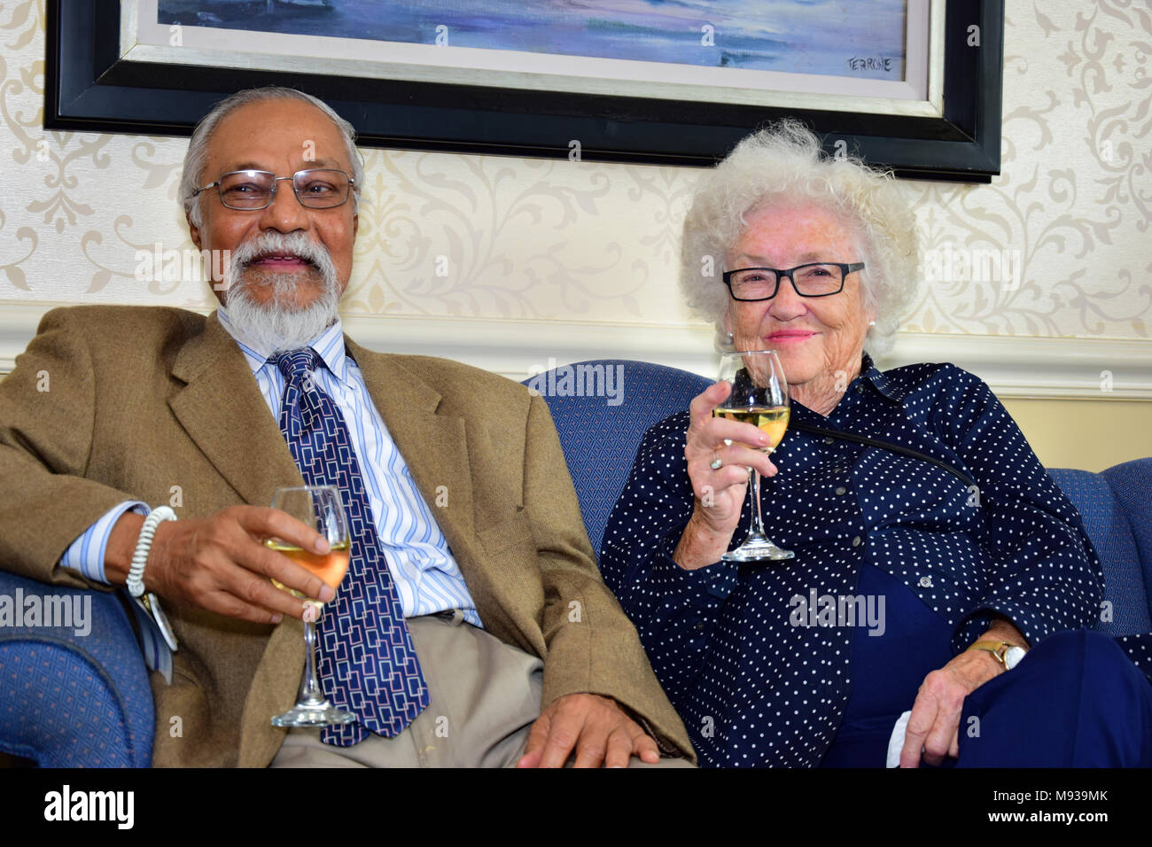 Seniors at living community celebrating Stock Photo - Alamy
