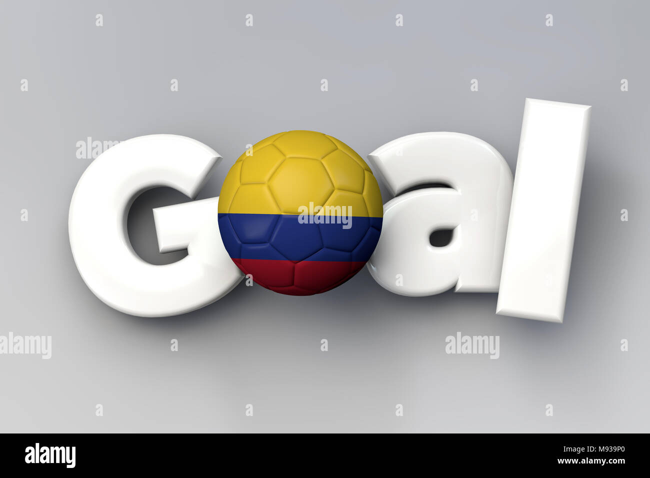 Football goal with a Colombia flag soccer ball. 3D Rendering Stock ...