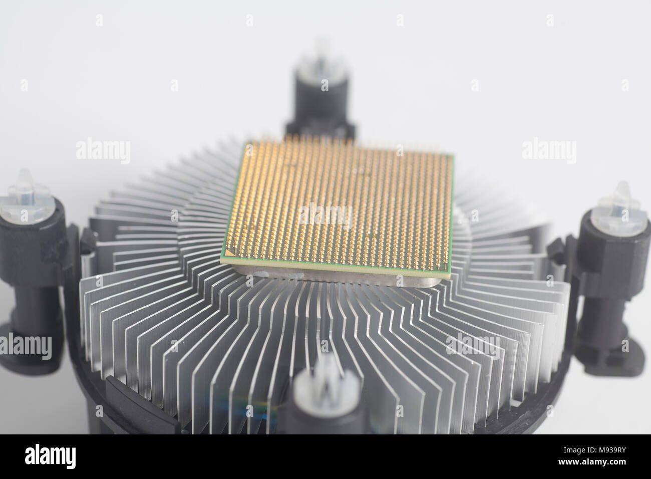Central processing unit CPU microchip on Computer fan processor cooler ...