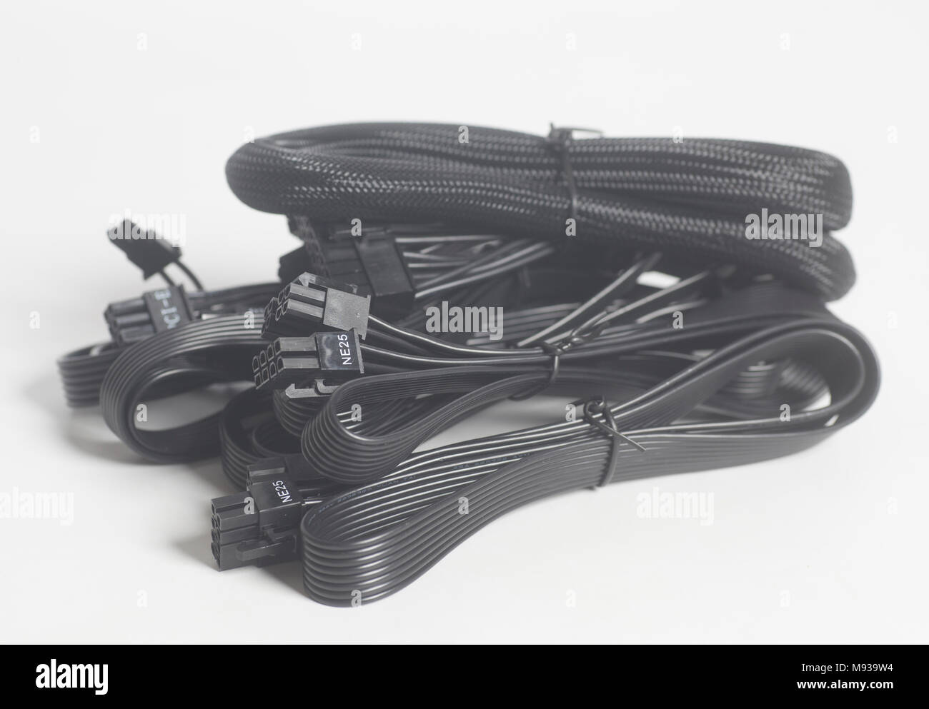 Computer Power Supply Cable on white background Stock Photo - Alamy