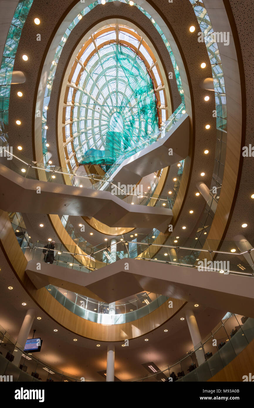 Staircases and balconies inside the modern atrium of the Central ...