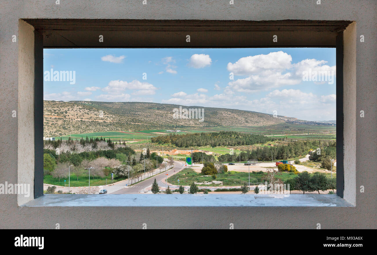 landscape through window in the wall, North of Israel Stock Photo - Alamy
