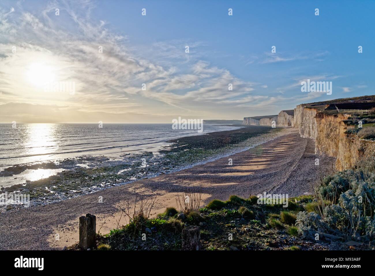 Seven sisters cliffs sussex sunset hi-res stock photography and images ...