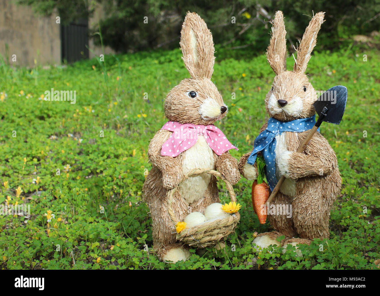 EASTER BUNNYS IN THE GARDEN Stock Photo - Alamy