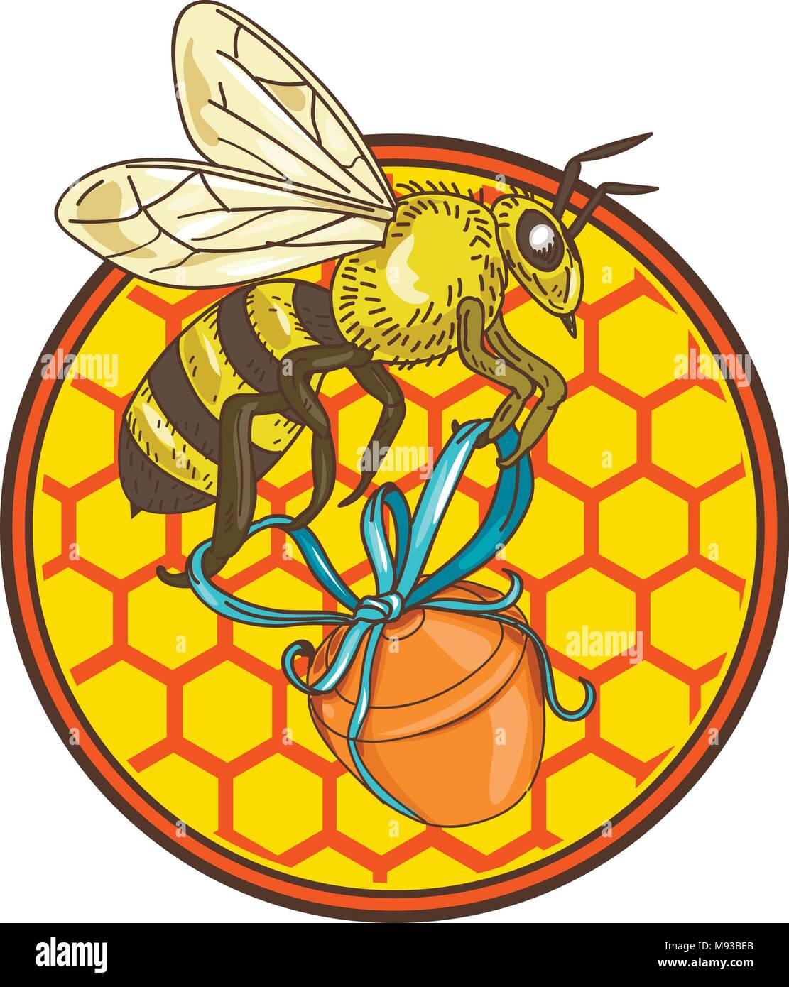 Icon retro style illustration of a bumblebee or bumble bee, member of ...
