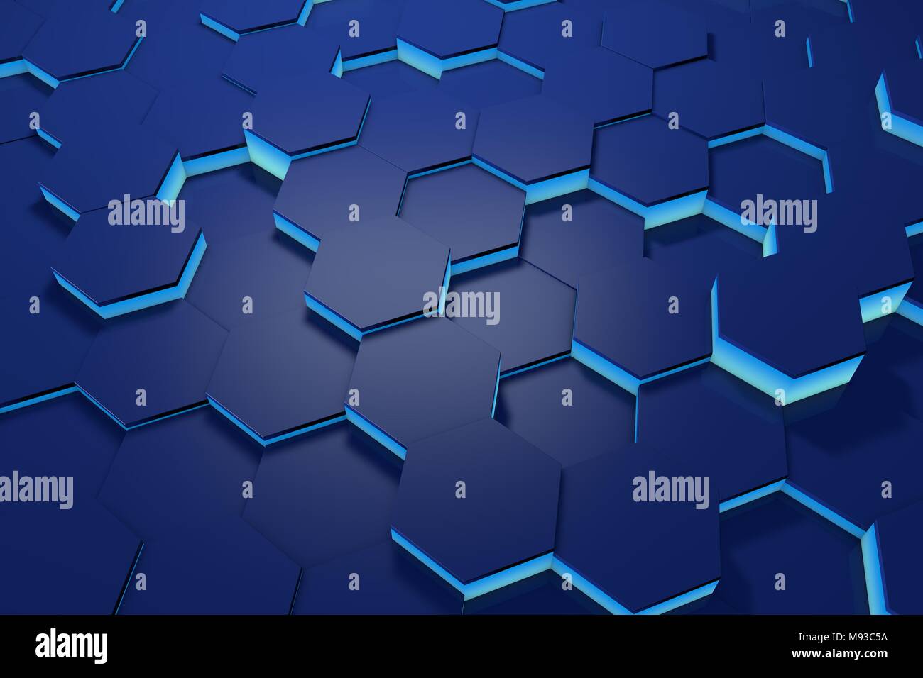 Glowing blue hexagon pattern background. 3D rendering Stock Photo - Alamy