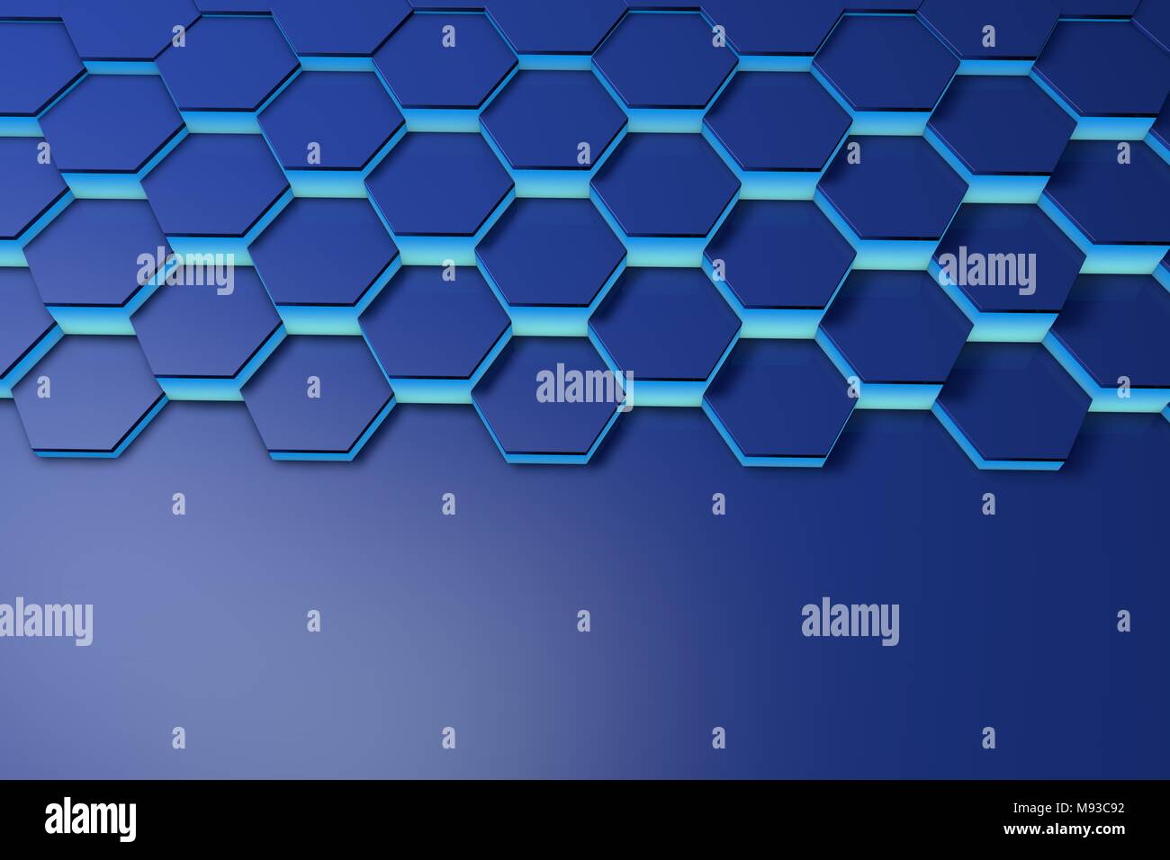 Glowing blue hexagon pattern background. 3D rendering Stock Photo - Alamy