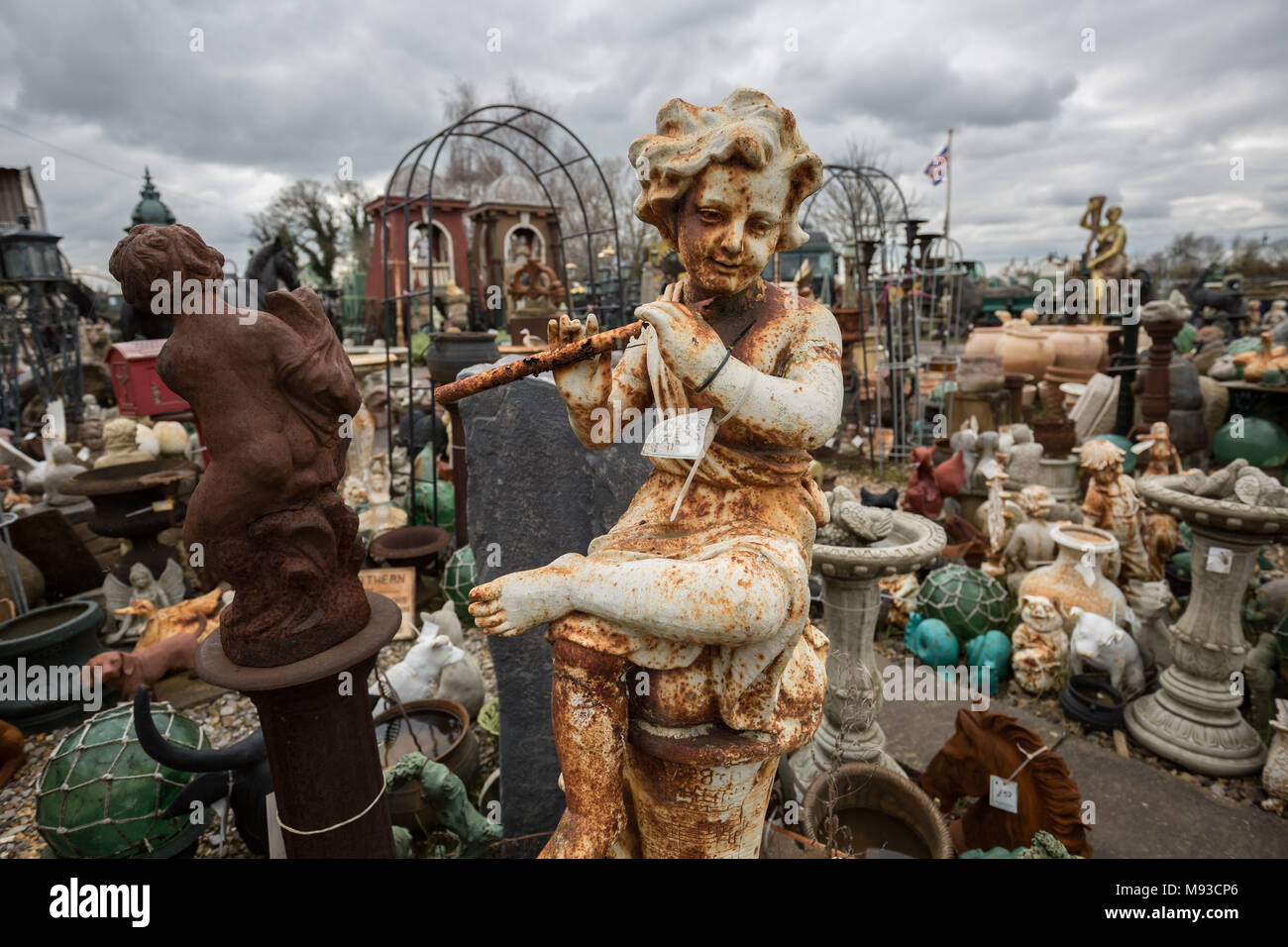Slowly decaying items wait for sale in a Somerset reclamation yard, UK ...