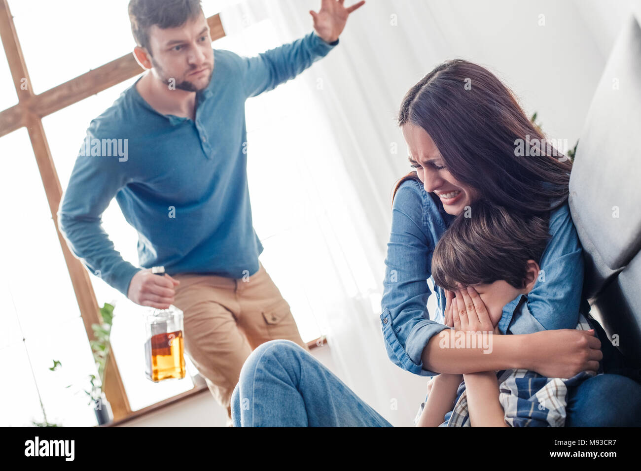 Family social problems domestic violence concept husband angry holding ...