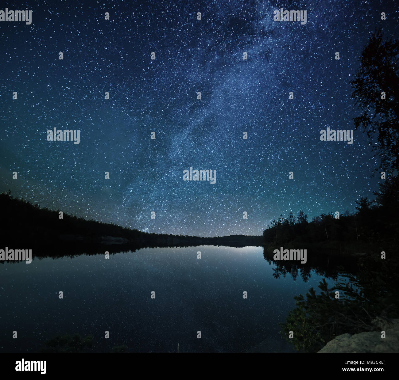 Lake at night Stock Photo - Alamy