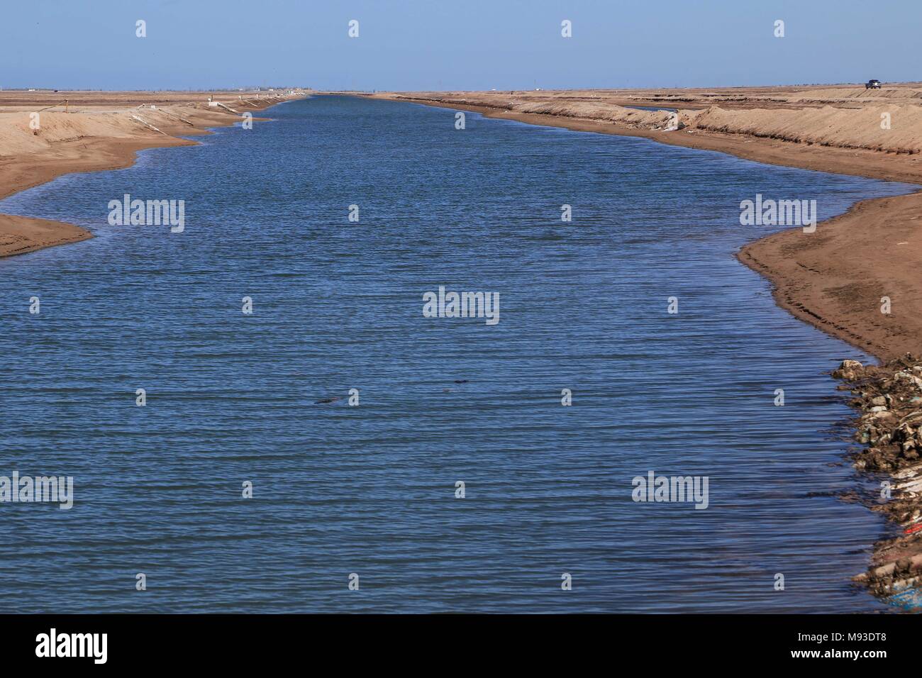 Estero and channels of aquatic shrimp farms, in the vicinity of the ...