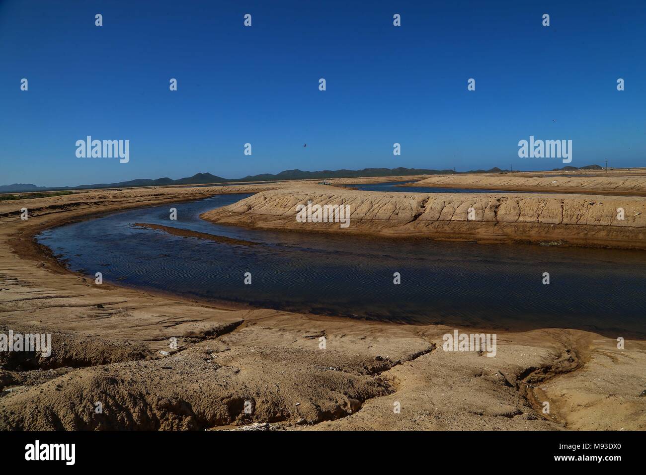 Estero and channels of aquatic shrimp farms, in the vicinity of the ...