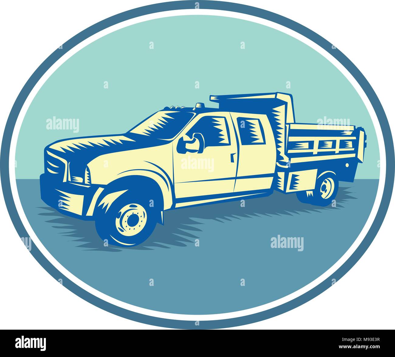 Retro woodcut style illustration of a Tipper Pick-up or pickup truck ...