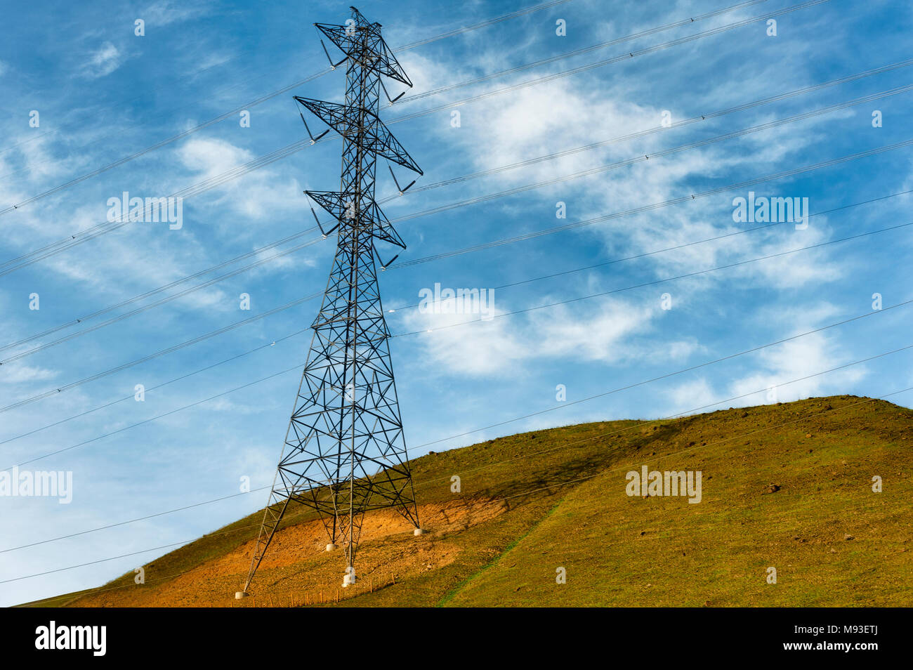 Powerline tower one on the high desert hillside in the Columbia River ...
