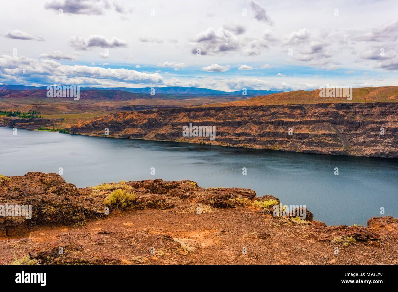 Columbia River Gorge landscape under cloudy skies near Tri-Cities in ...