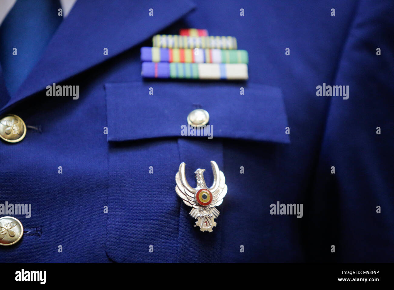 Military insignia on the uniform of a Romanian Army officer Stock Photo ...