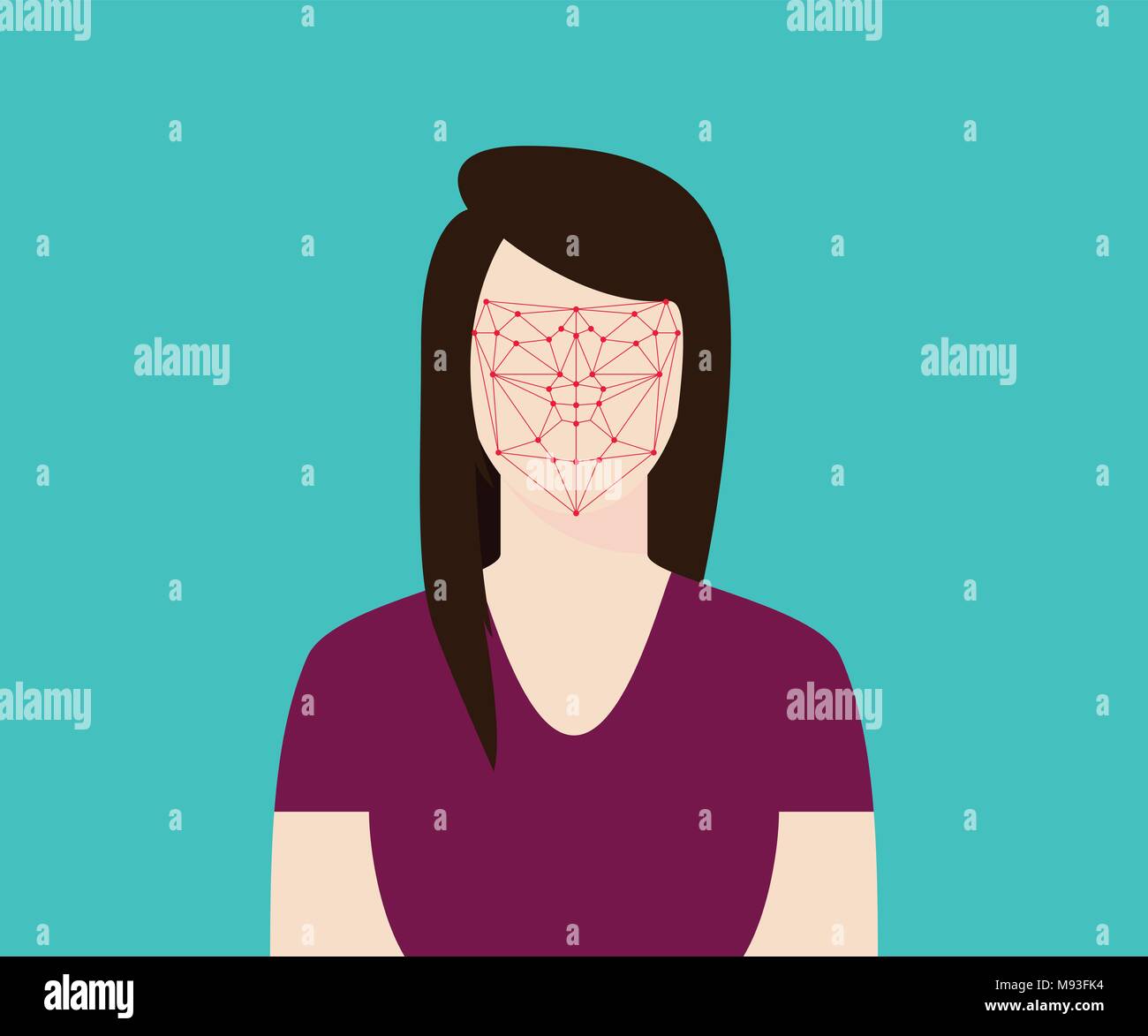 facial recognition women with face tracking point Stock Vector Image ...