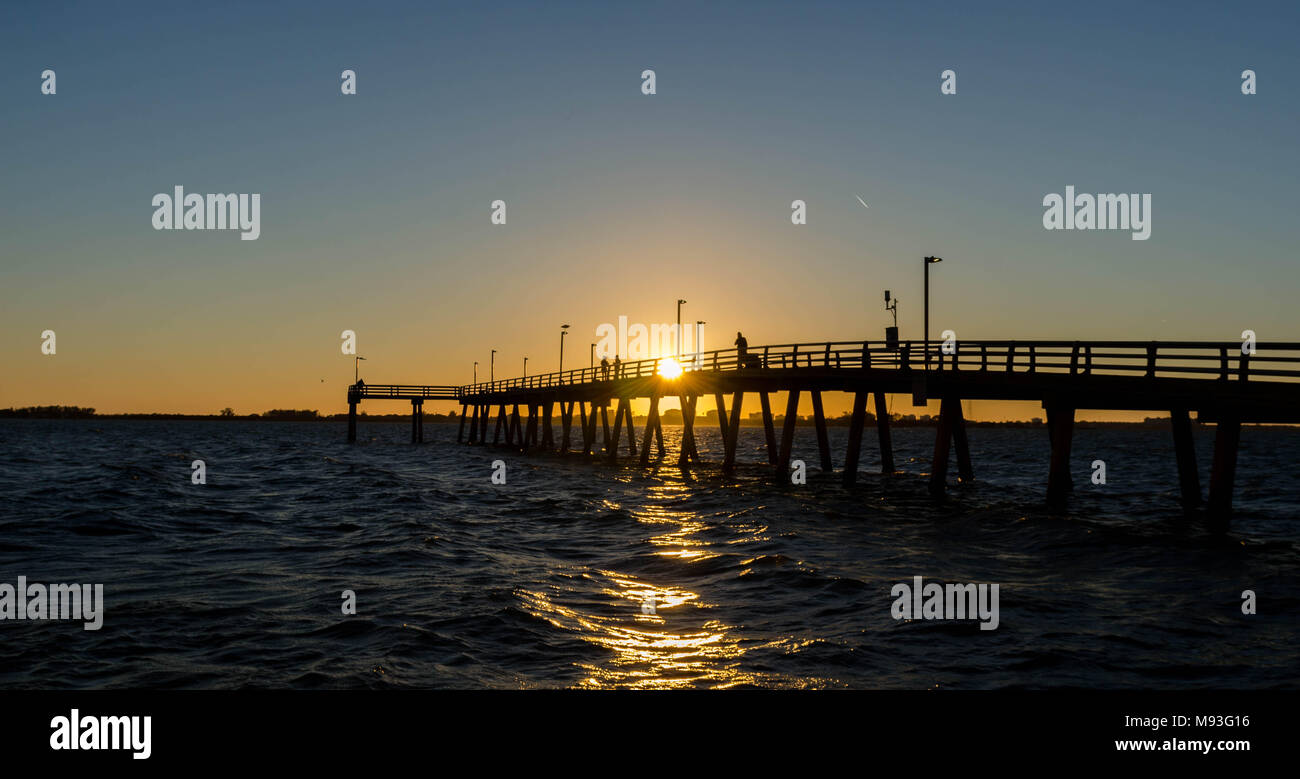 Sunset view from under the John Ringling causeway bridge in Sarasota ...