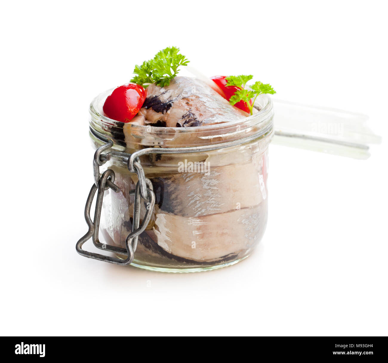 Pickled herring isolated on white background Stock Photo - Alamy